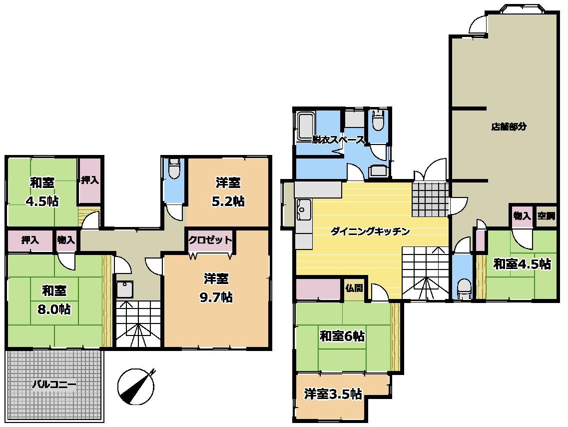 『竹山貸家』自分だけの一人部屋も！7LDKの広々空間！！ | 青木ハウジング
